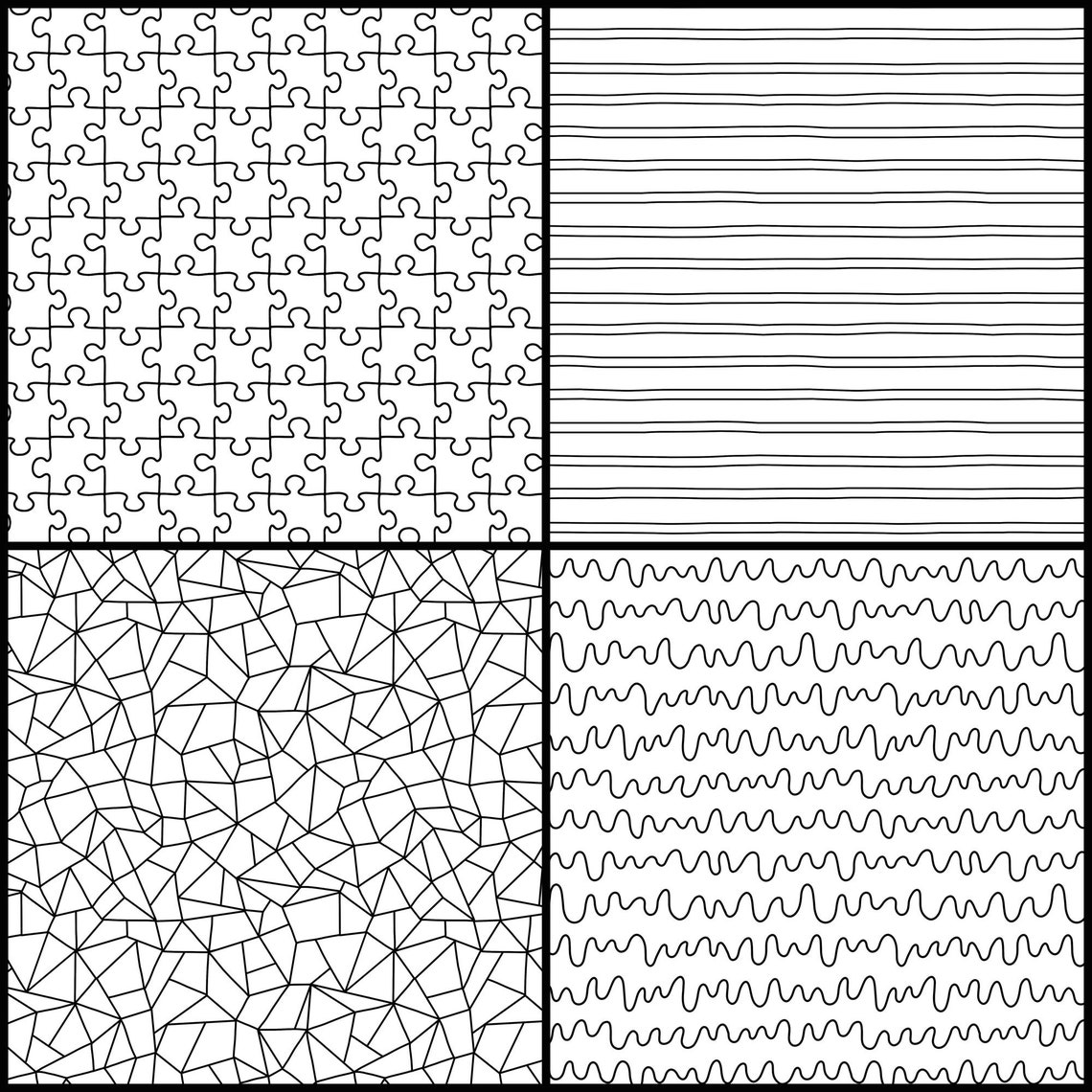 Fine Doodles 2, Black & White Hand Drawn Doodles, PNG Digital Paper ...