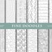 Black & White Digital Paper Doodles Bundle, Hand Drawn Seamless ...