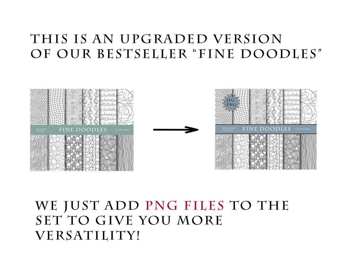 Black & White Hand Drawn Doodles Digital Patterns PNG, Hand Drawn ...