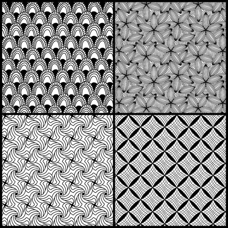 Digital Papers, Black & White Digital Paper, Hand Drawn Digital ...