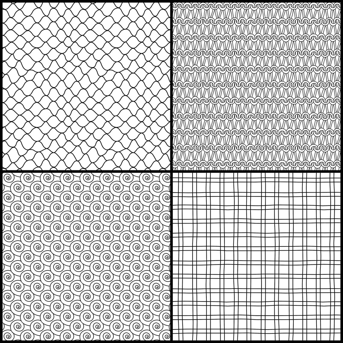 Fine Doodles 2, Black & White Hand Drawn Doodles, PNG Digital Paper ...