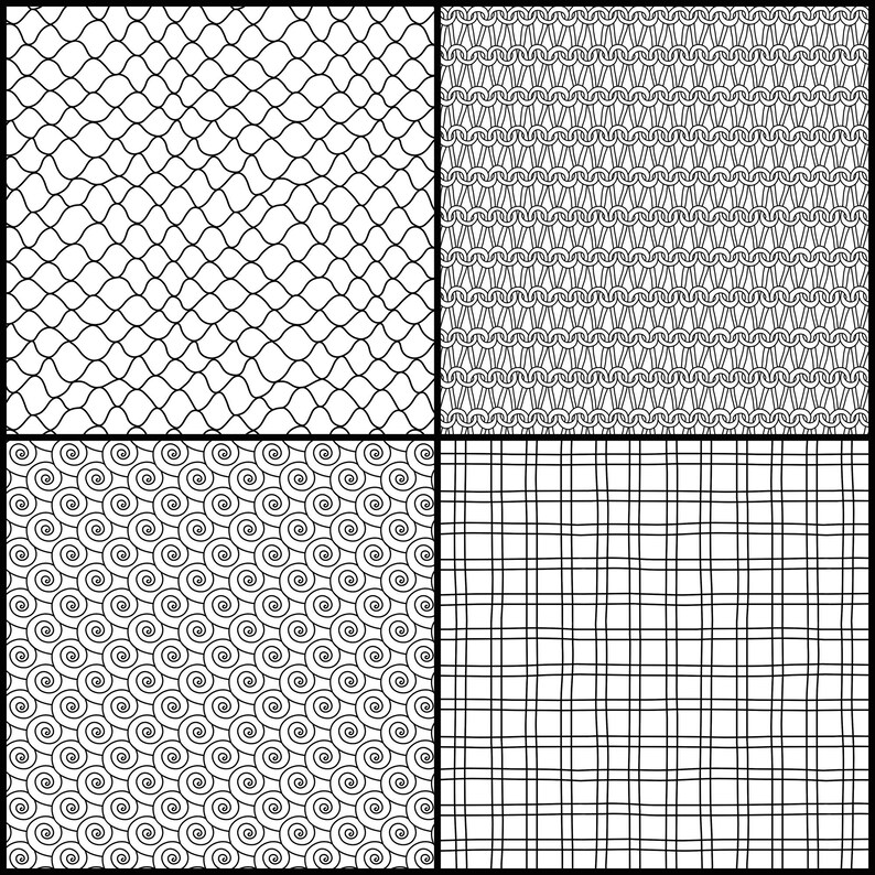 Fine Doodles 2, Black & White Hand Drawn Doodles, PNG Digital Paper ...