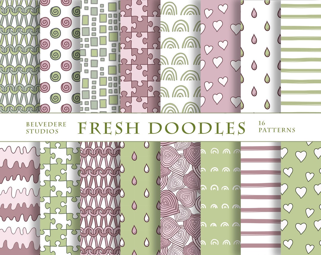 Fresh Doodles Hand Drawn Doodles Seamless Patterns Doodles - Etsy