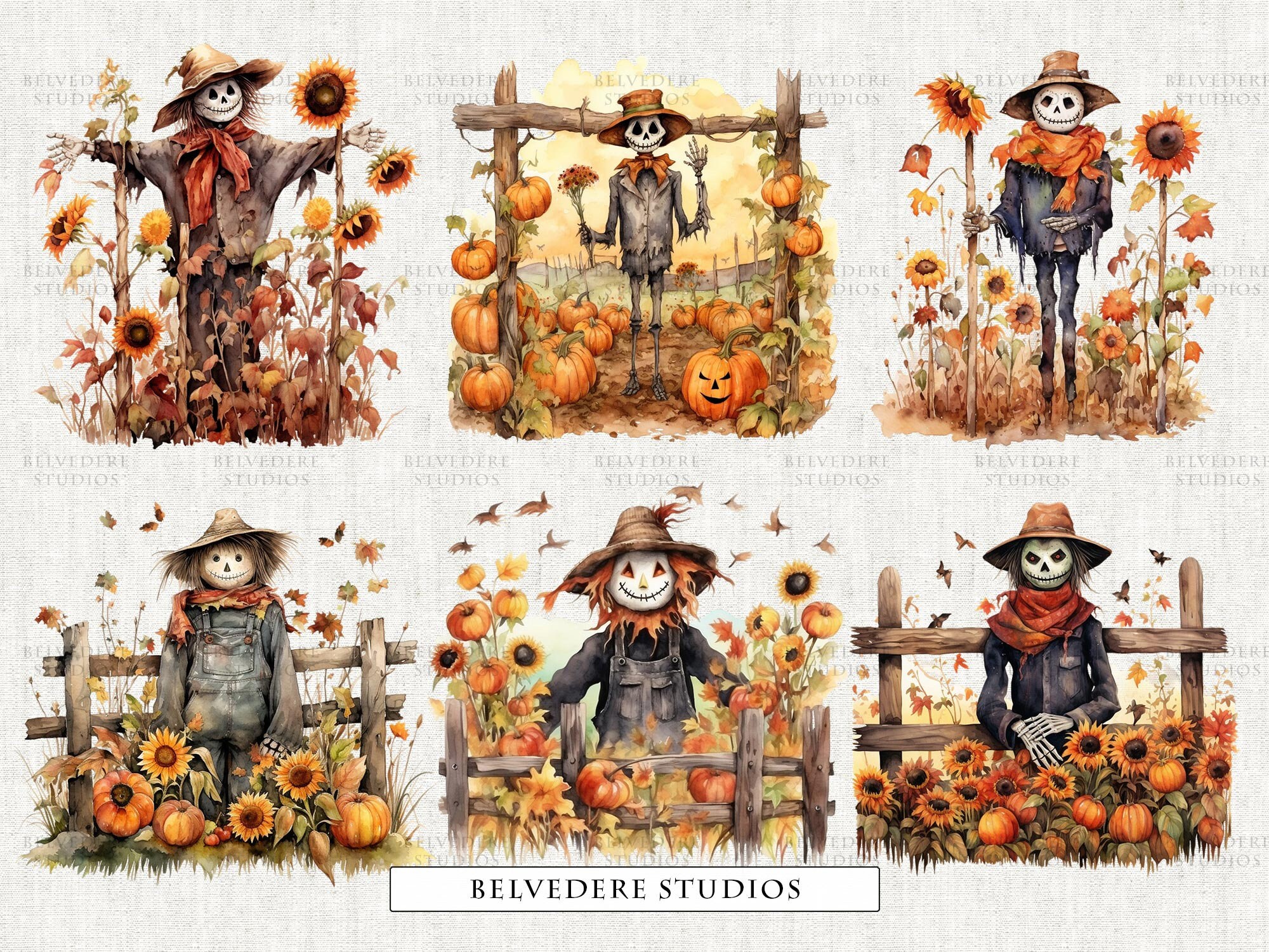 Watercolor Halloween Scarecrows PNG Clipart, Halloween Transparent PNG ...