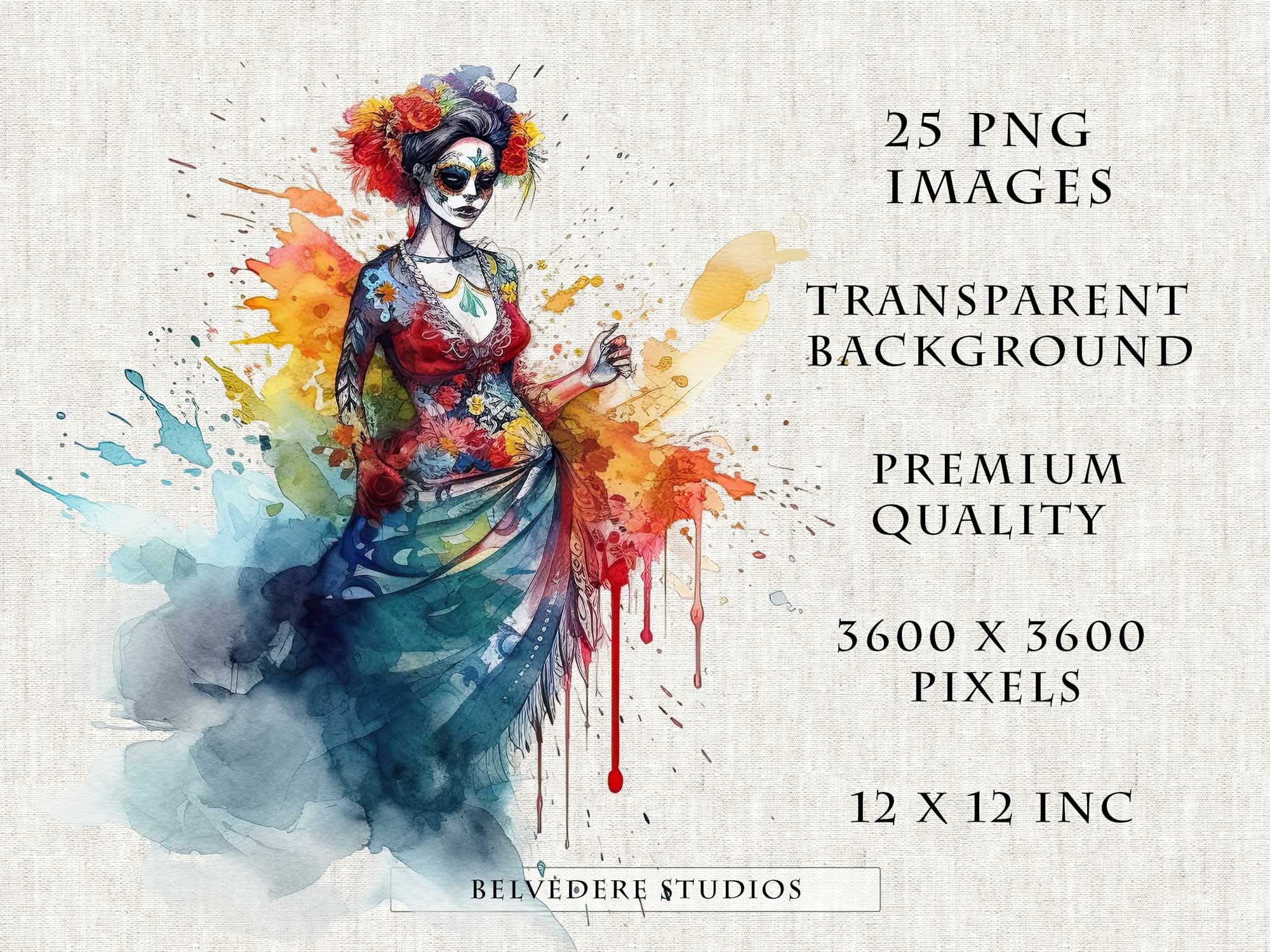 Dancing Skeletons Watercolor Clipart Halloween PNG Clipart - Etsy