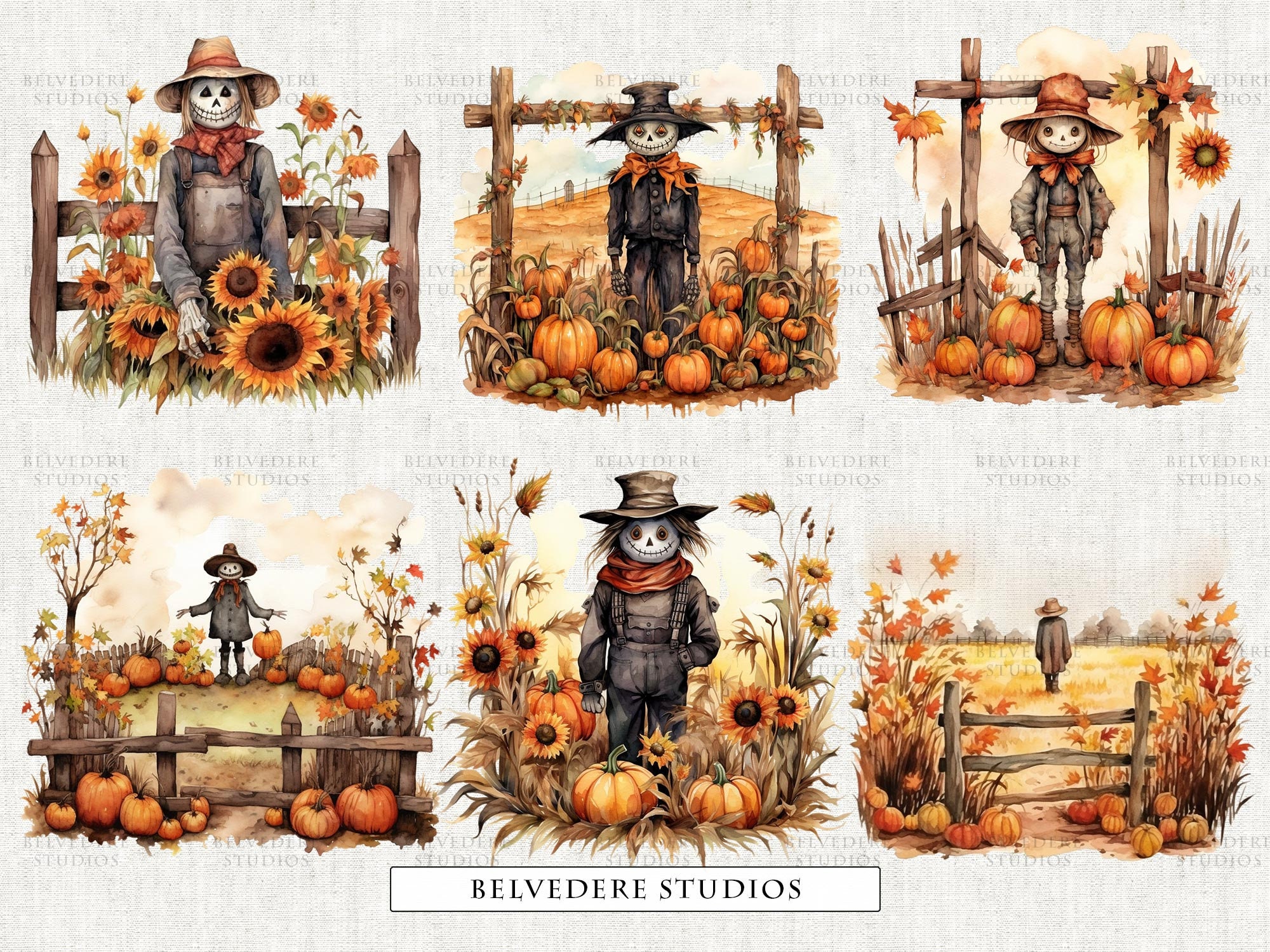 Watercolor Halloween Scarecrows PNG Clipart, Halloween Transparent PNG ...