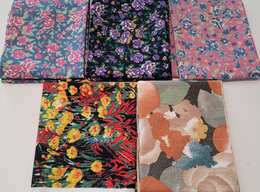 Five Floral Fat Quarters, 18" X 22" - Etsy