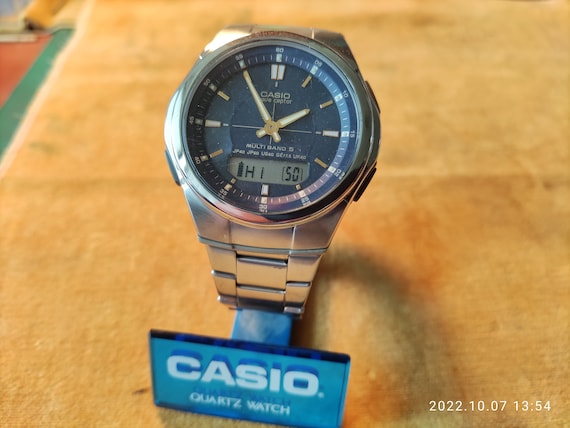 Vintage CASIO Wave Ceptor Diver 50m Solar World Time … - Gem