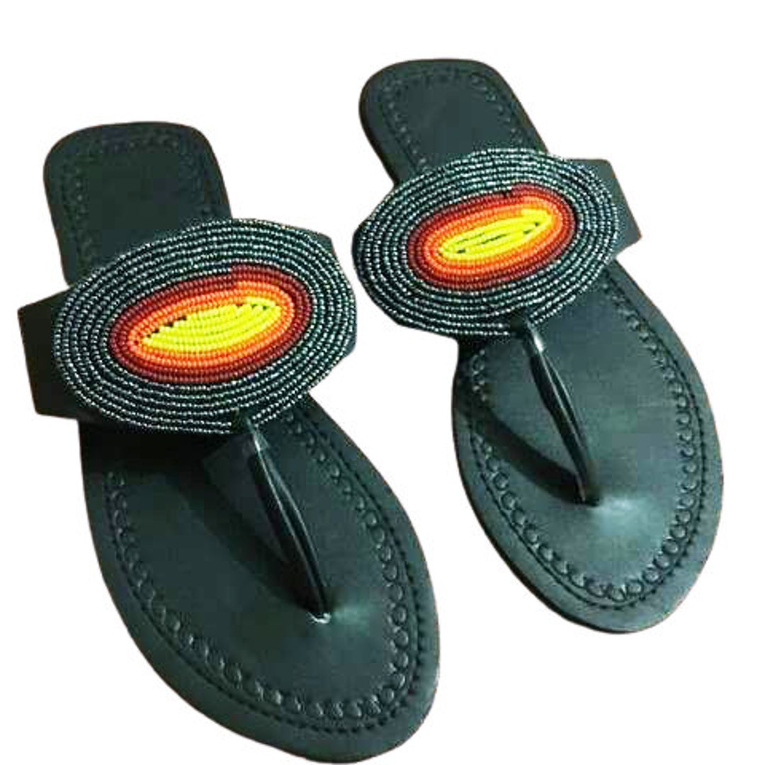 GLOW Sandals,african Beaded Sandals, Summer Sandals, Leather Sandals ...
