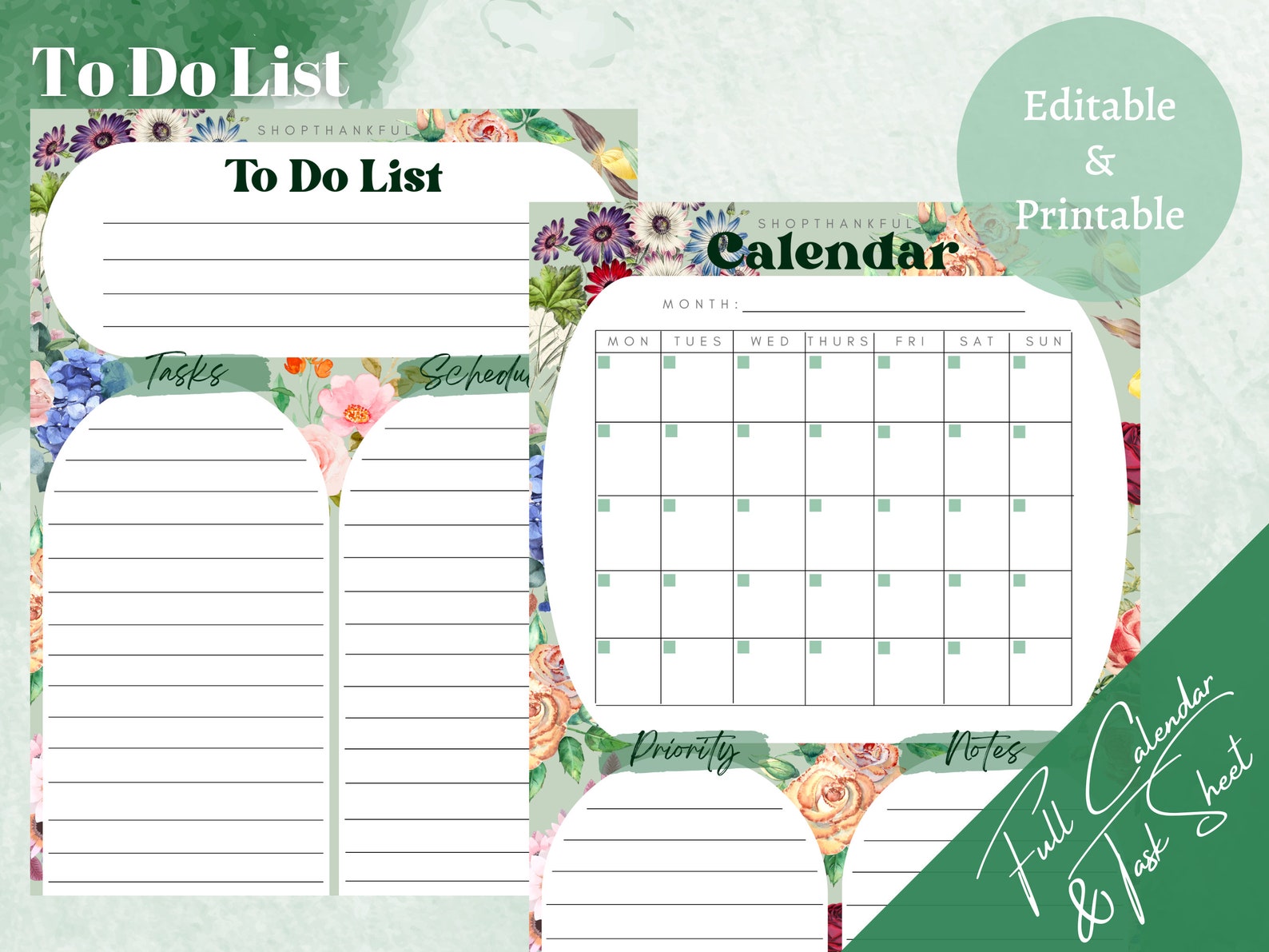 Editable to Do List, Editable Planner, Editable Calendar, Task Sheet ...