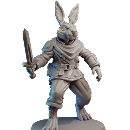 Rabbit Folk Fighter Mini 28mm 32mm D&D Resin Miniature - Etsy
