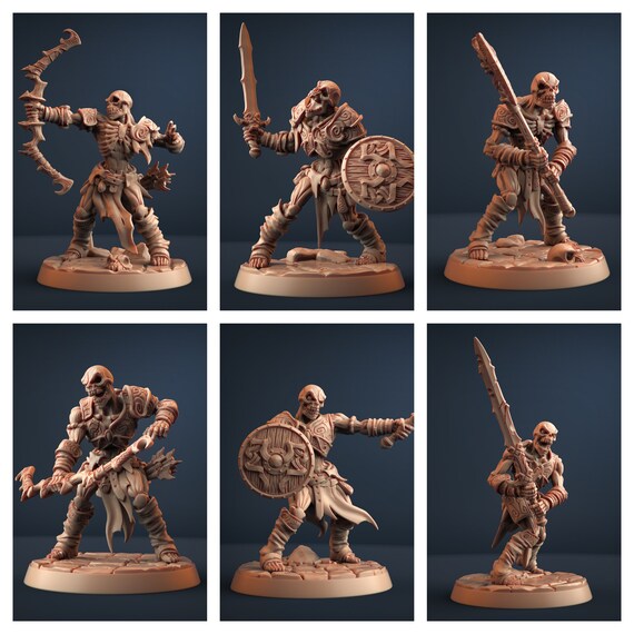 6pc Draugr Skeleton Warriors Modular Set Resin Print Dnd - Etsy