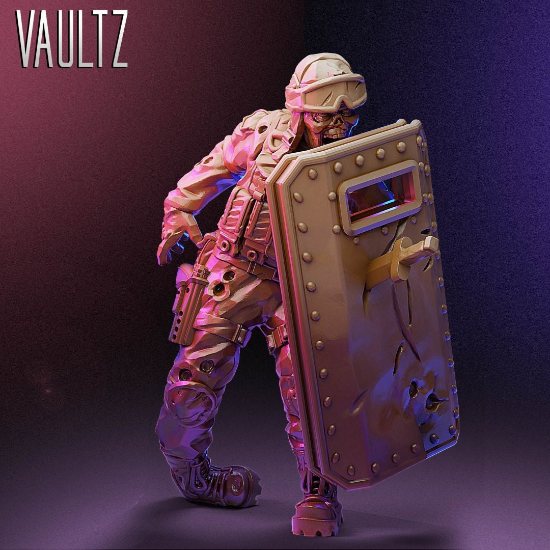 Zombie With Shield 28mm 30mm 32mm Wasteland Zombicide - Etsy