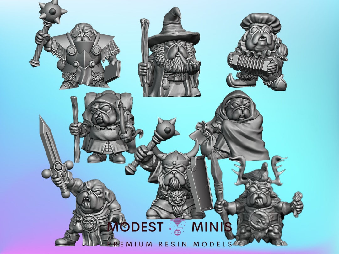 Pug Town Adventurers | Chibi | Resin Mini | Dnd Miniature Dungeons and ...