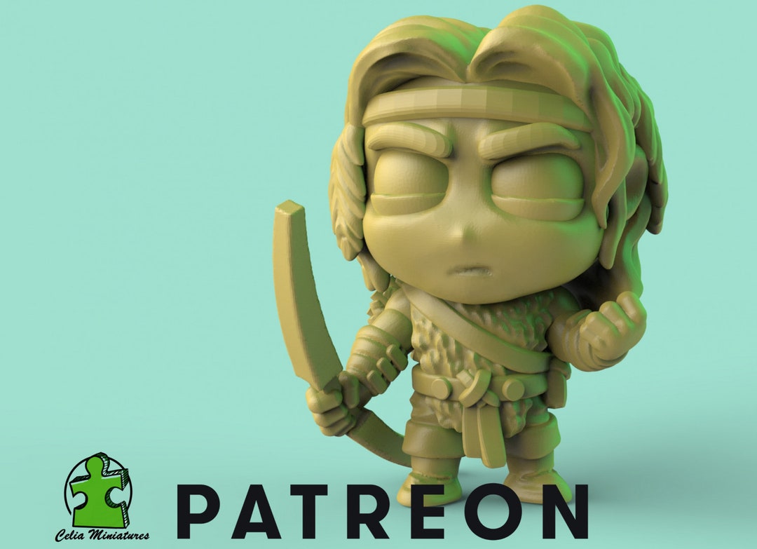 Chibi Plainsman Ranger Hunter - 32mm Scale Miniature | Dnd Miniature ...