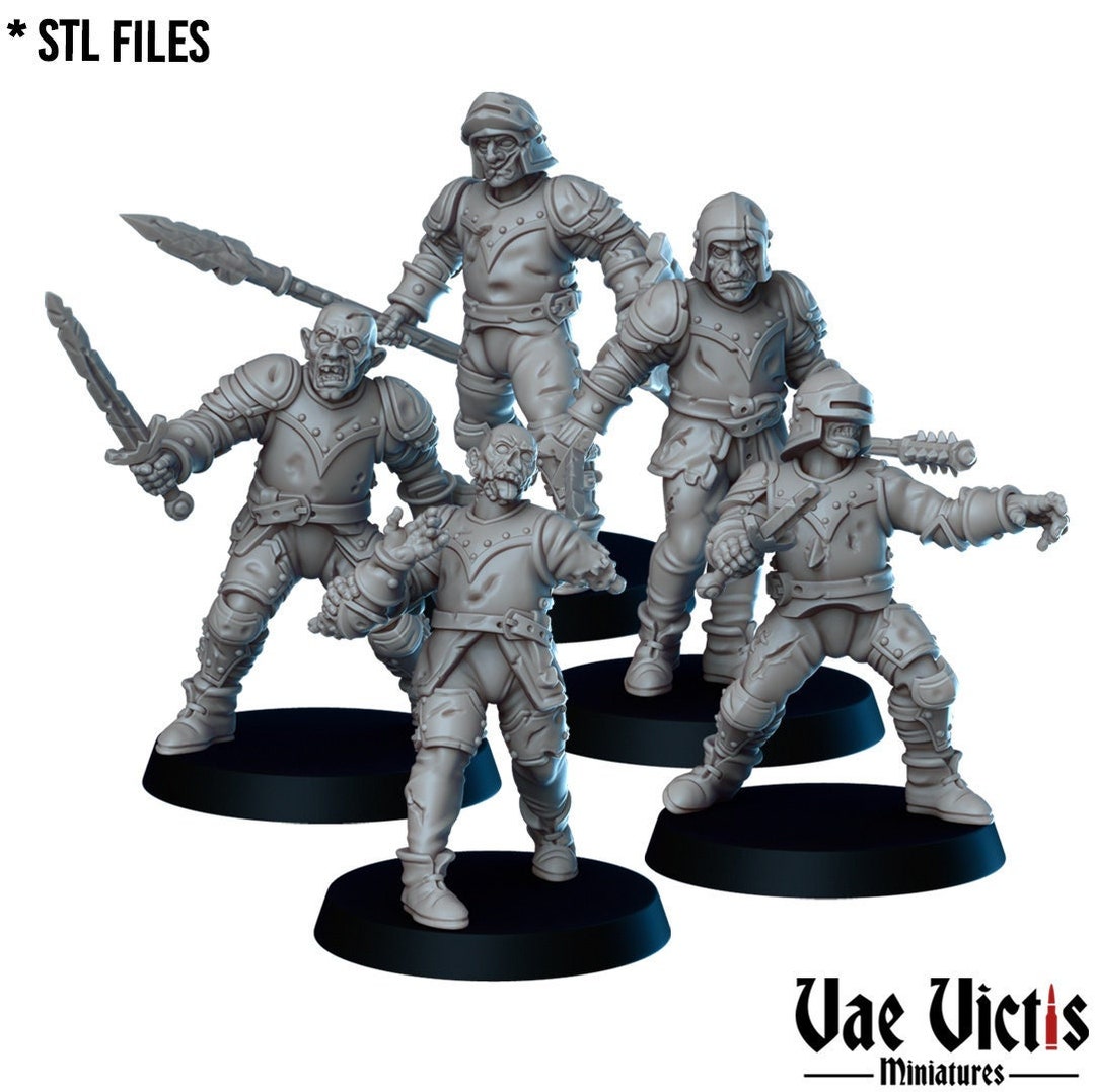 5pc Undead Zombie Horde Set Mini - 28mm or 32mm Scale Dnd Miniature ...