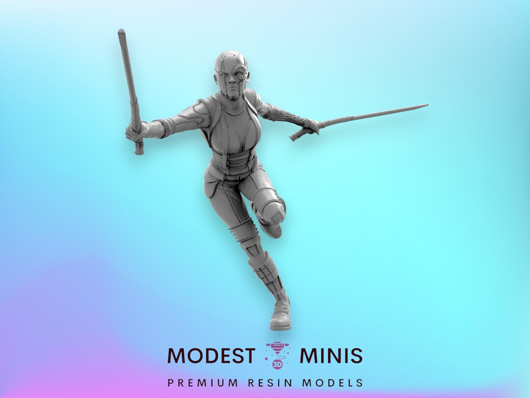 Blue Assassin A - 40mm Miniature | Dnd Mini | Superhero | Trident - Etsy
