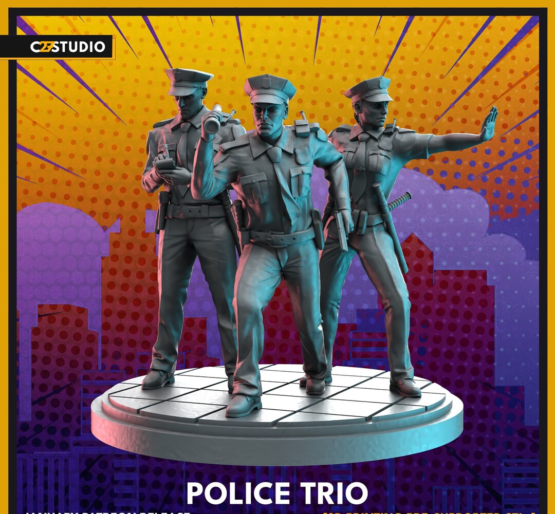 Police Goons Trio 40mm Miniature Dnd Mini Superhero - Etsy