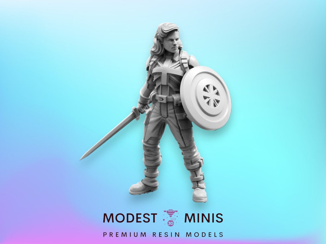 Captain Excalibur A 40mm Crisis Protocol Miniature Dnd Mini Superhero ...