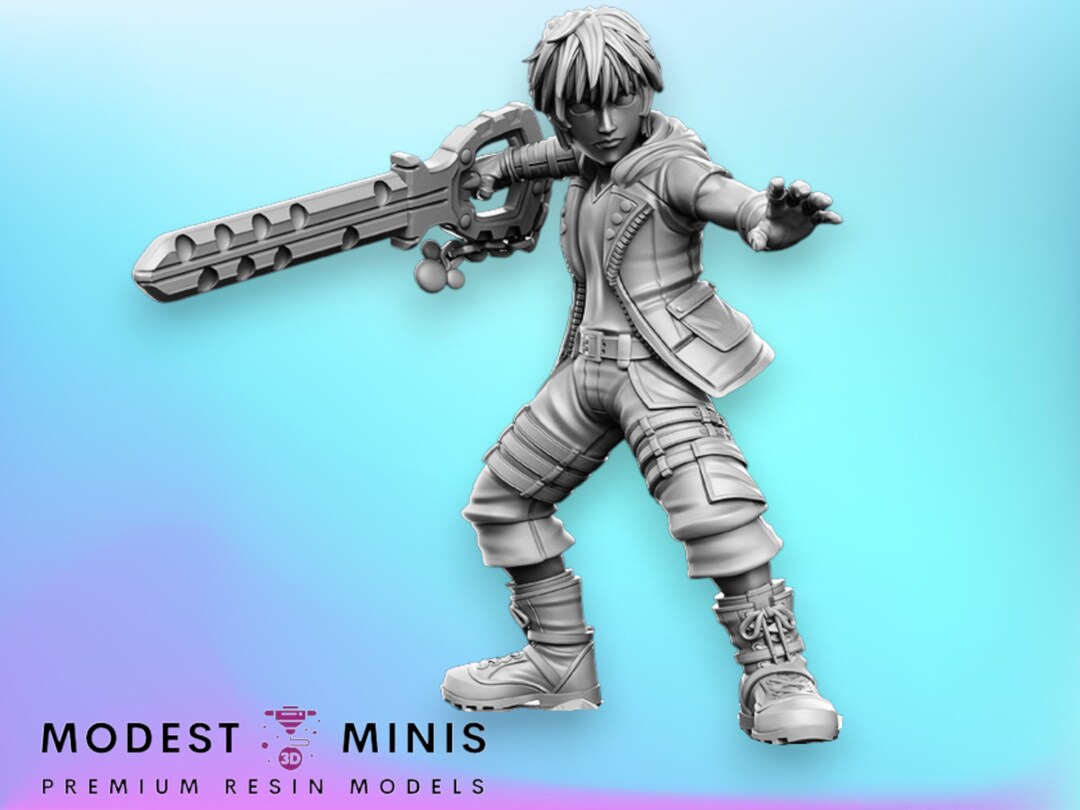 Keyblade Rik - 28mm 32mm Scale Dnd Miniature | Dungeons and Dragons ...