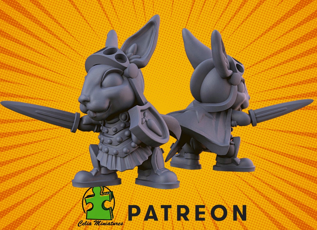 Chibi Rabbit Paladin Bunny - 32mm Scale Miniature | Dnd Miniature ...