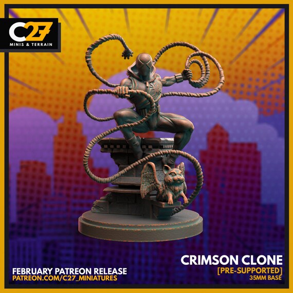 Crimson Clone 40mm Miniature Dnd Mini Superhero - Etsy
