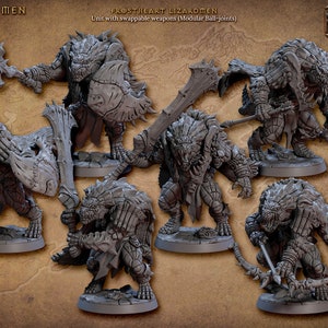 6pc Modular Frostheart Lizardman Set - Resin Dnd Miniature | Dungeons ...