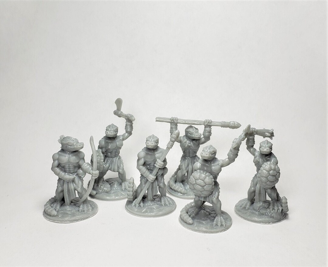 Resin Lizardfolk (sets of 6) - 32mm Miniature - Dnd Miniature Dungeons ...