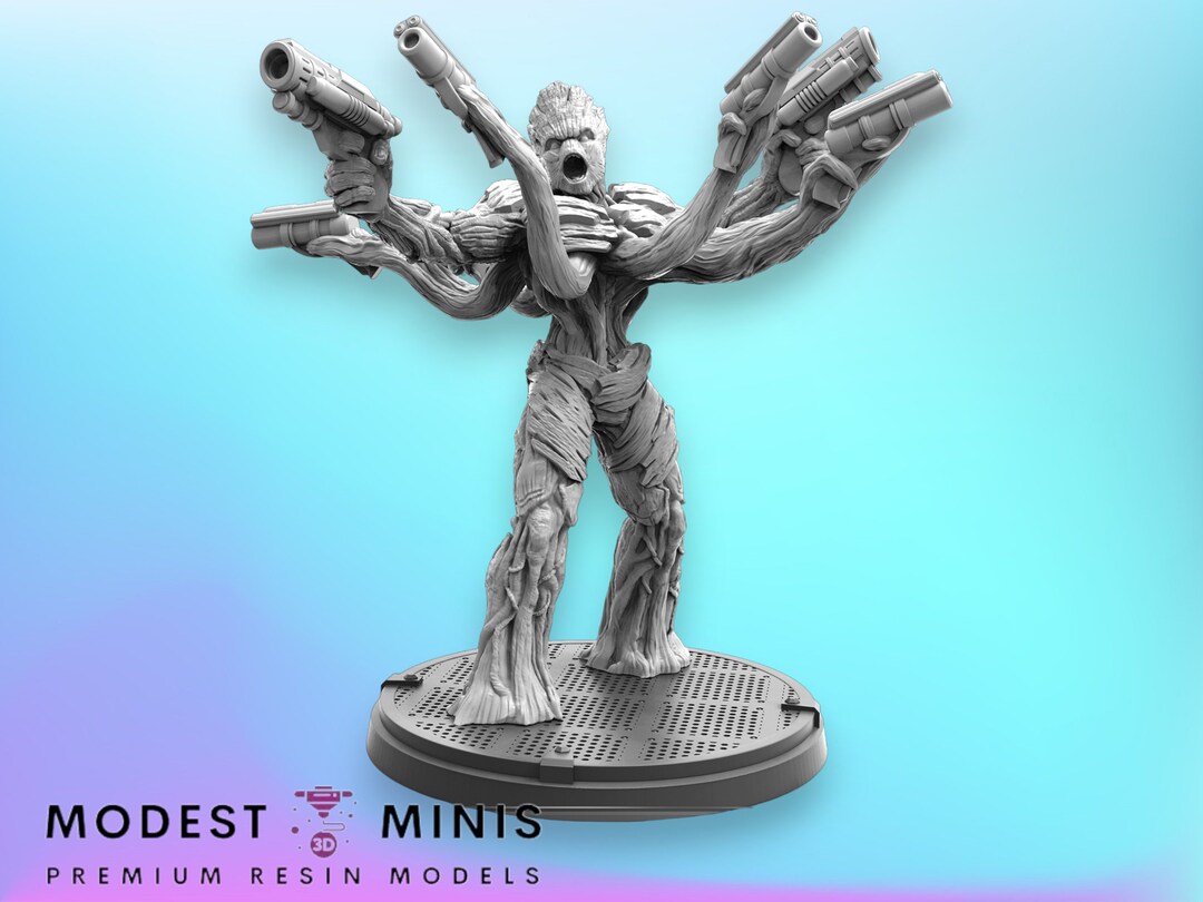 Tree Gunslinger - 40mm Miniature | Dnd Mini | Superhero | Trident - Etsy