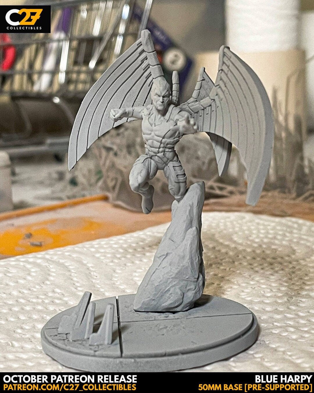 Blue Harpy 40mm Miniature Dnd Mini Superhero Miniature - Etsy