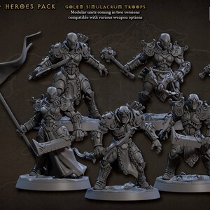 6pc Golem Simulacrum Modular Warforged - Resin Print Dnd Miniature ...