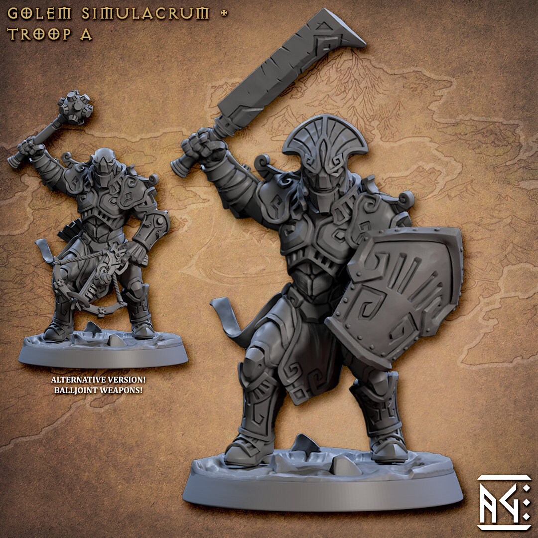 Golem A Warforged Simulacrum Modular - Resin Print Dnd Miniature ...