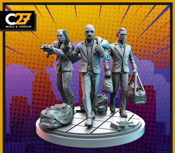 3pc Bank Robbers 40mm Miniature Dnd Mini Superhero - Etsy
