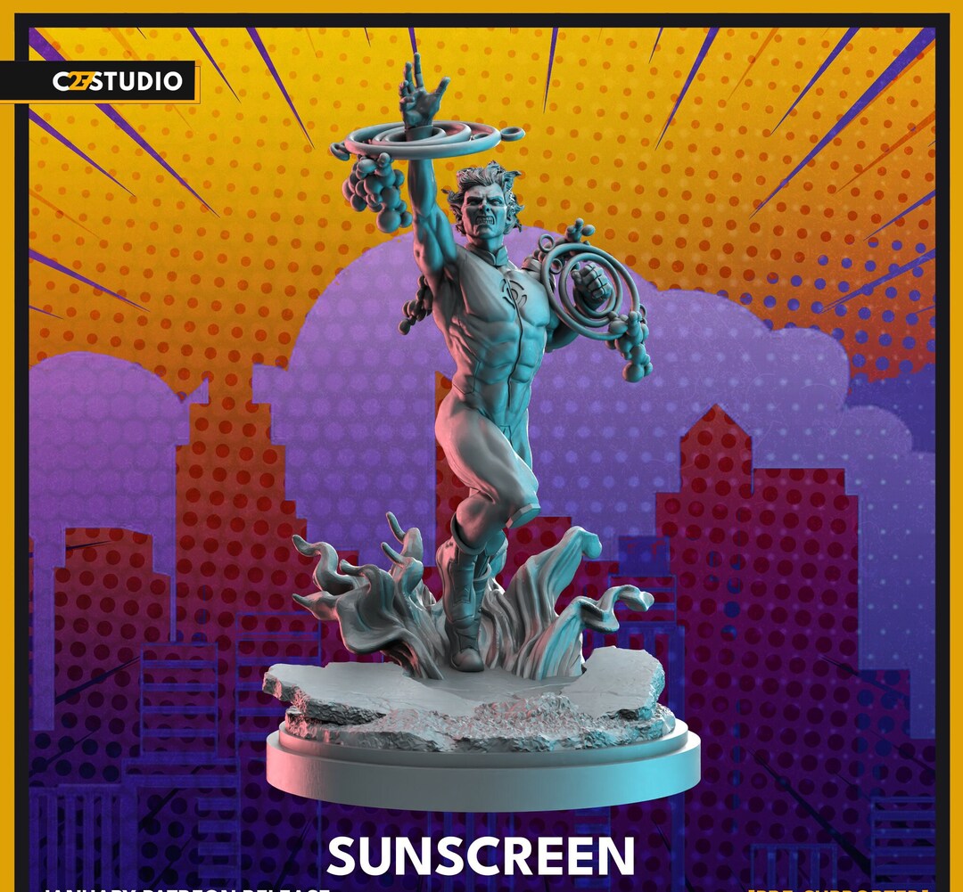 Sunscreen 40mm Scale Miniature Dnd Mini Superhero - Etsy