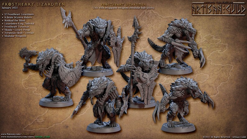 6pc Modular Frostheart Lizardman Set Resin Dnd Miniature - Etsy