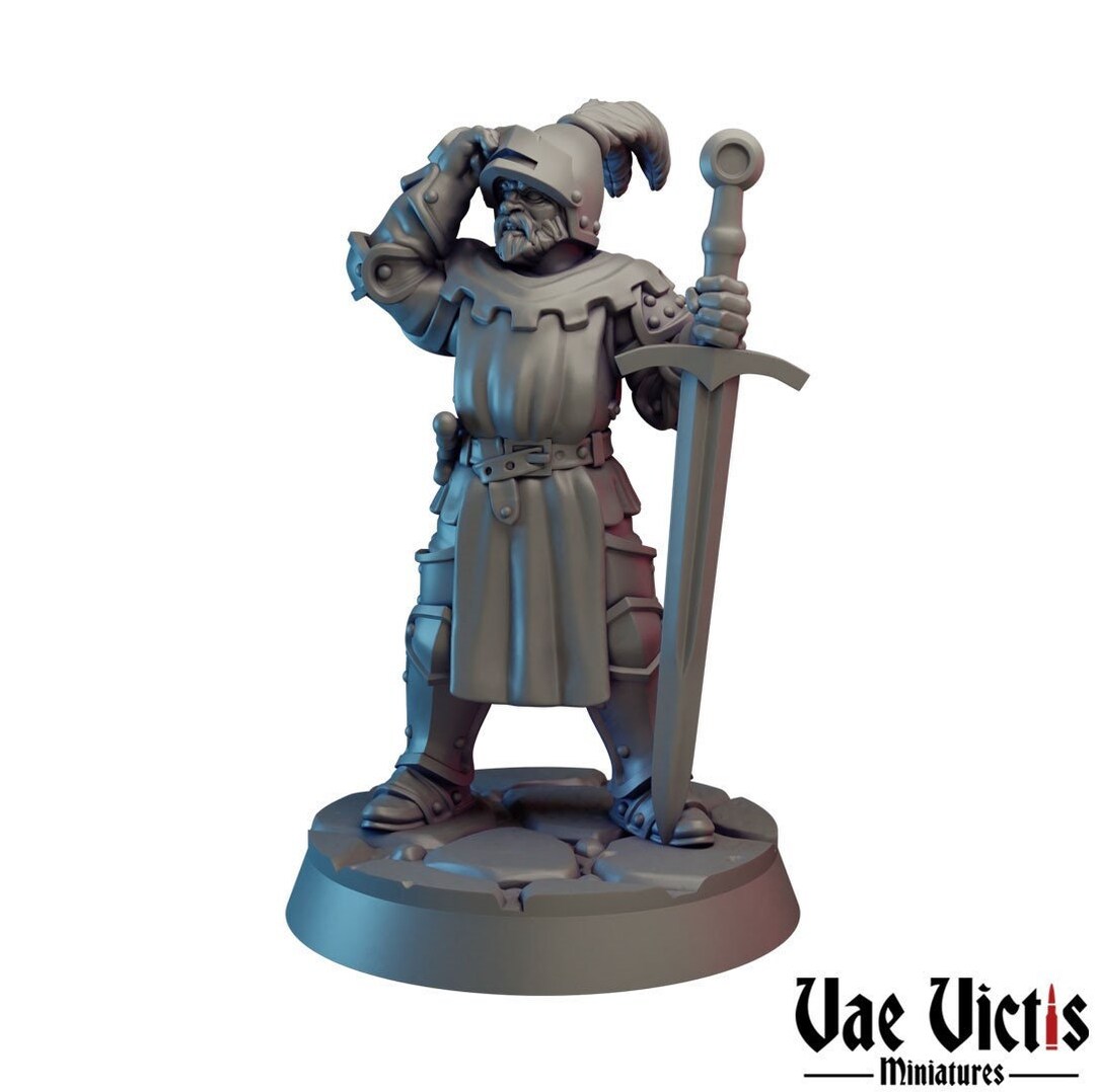 Old Knight - 28mm or 32mm Scale Dnd Miniature | Dungeons and Dragons ...
