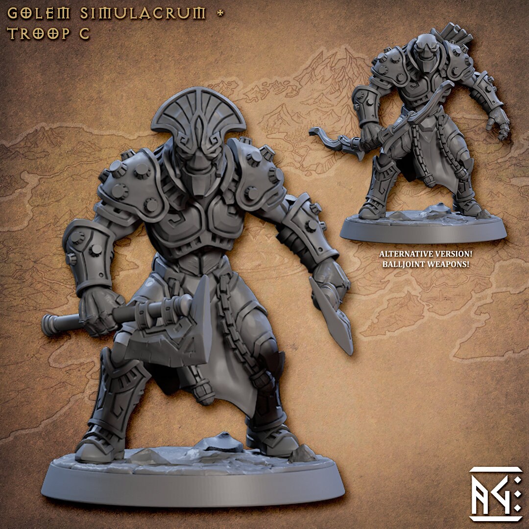 Golem B Warforged Simulacrum Modular Resin Print Dnd Miniature Dungeons ...