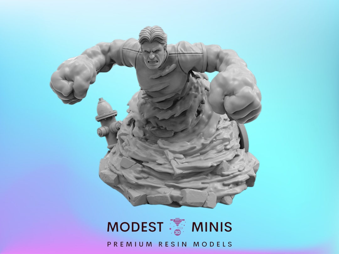 Hydrodude - 40mm Miniature | Dnd Mini | Superhero | Trident - Etsy