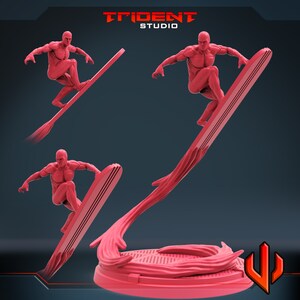 Cosmic Surfer A - 40mm Miniature | Dnd Mini | Superhero | Trident - Etsy