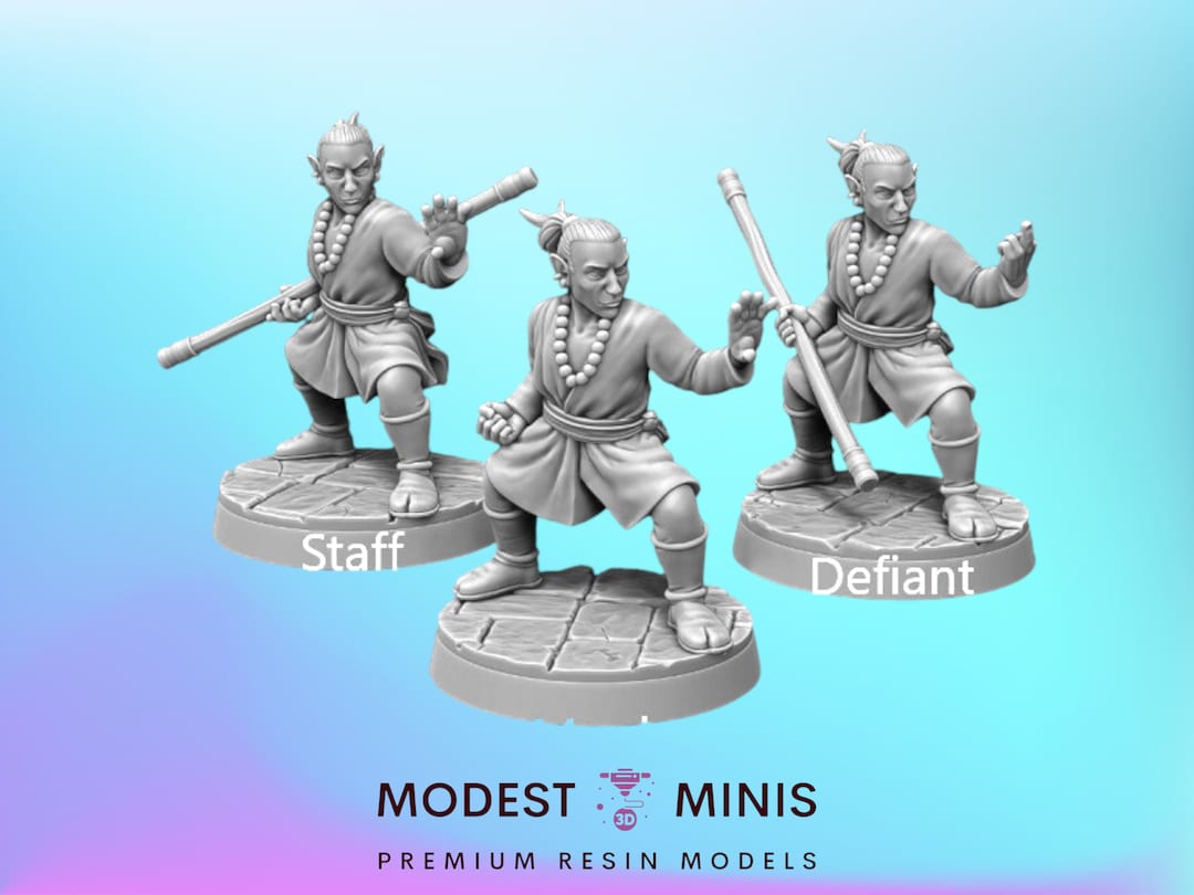 Elven Monk 28mm or 32mm Scale Dnd Miniature Dungeons and Dragons Mini ...