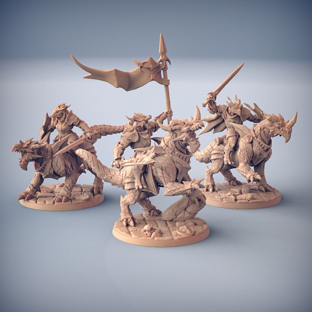 Dragonling Dragonborn Knight Riders - Resin Dnd Miniature | Dungeons ...