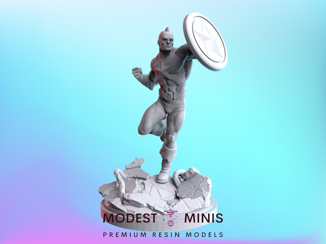 Captain Comrade - 40mm Miniature | Dnd Mini | Superhero Miniature | C27 ...
