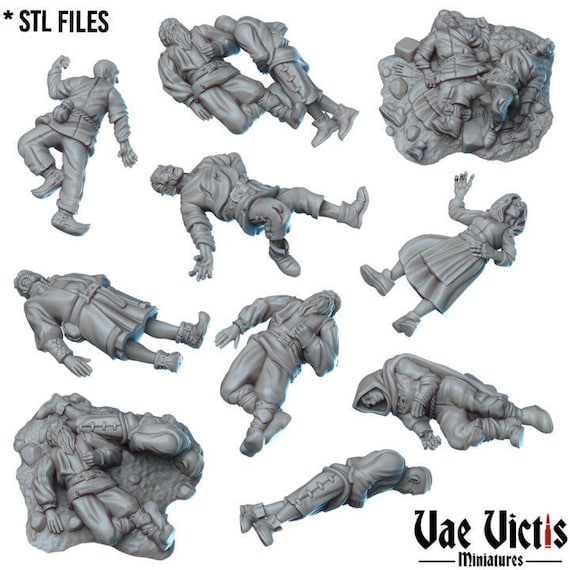 10pc Corpses Set Npcs 28mm or 32mm Scale Dnd Miniature - Etsy