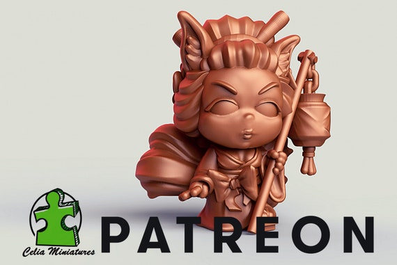 Chibi Shapeshifter Fox Samurai Geisha 32mm Scale Miniature | Etsy