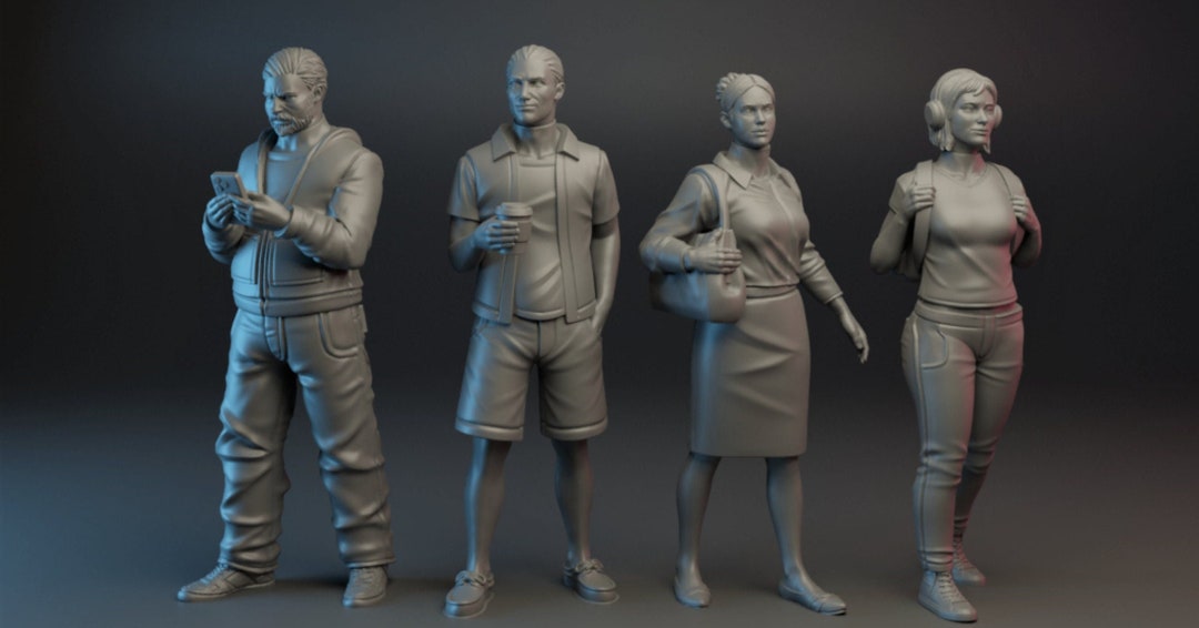 4pc Civilians Casual - 28mm 32mm Miniature | Military Wargame Mini ...