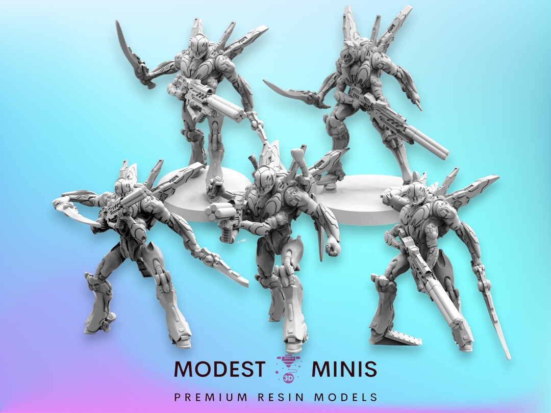 5pc Waspan Organic Cyborg Troopers - Resin Cyberpunk Miniature | RPG ...