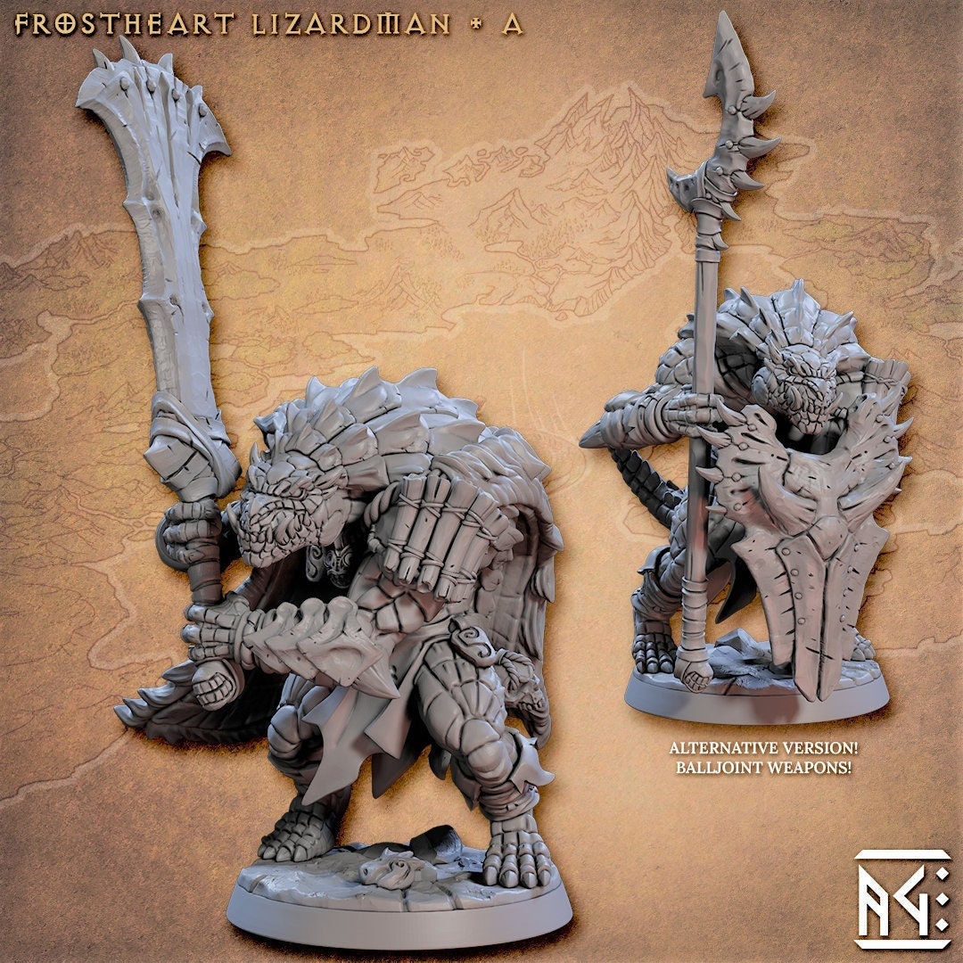 Frostheart Lizardmen A - Resin Print Dnd Miniature | Dungeons and ...