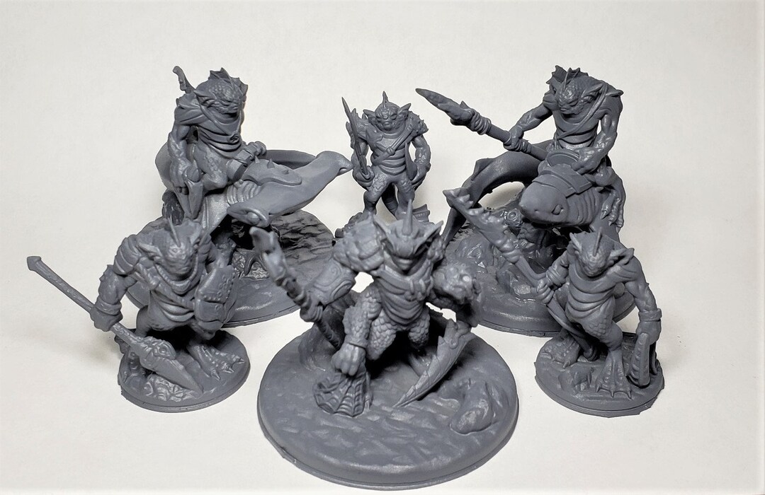 RESIN Shark-mounted Sea Devils (6pc) - 32mm Miniature - Dnd Miniature ...