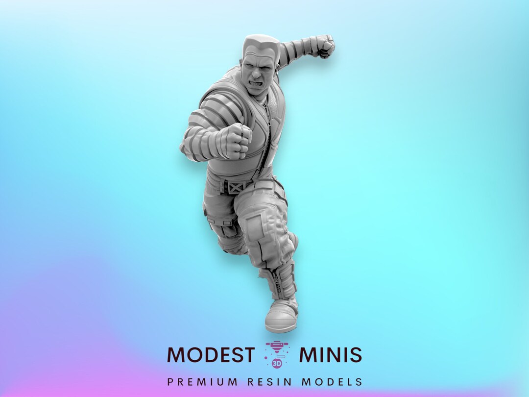 Titanium Dude C - 40mm Miniature | Dnd Mini | Superhero | Trident - Etsy