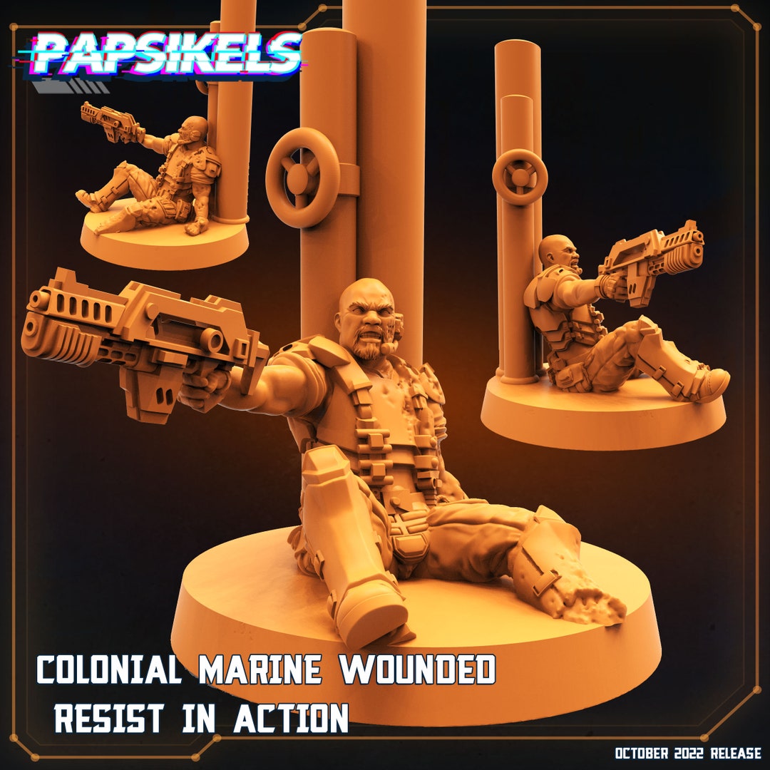 Space Marine Wounded Resist - 32mm Scale Alien Miniature | RPG | Sci Fi ...